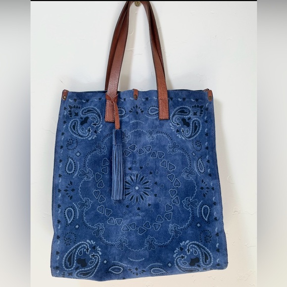 Sundance | Bags | Sundance Blue And Brown Paisley Tote Bag With Leather ...